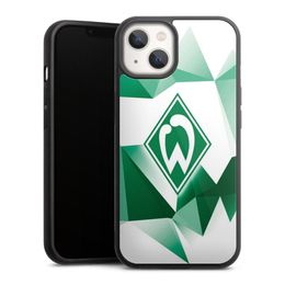 DeinDesign iPhone 13 Handy Gallery Case Handyh&uuml;lle 9H Geh&auml;rtetes Glas R&uuml;ckseite H&uuml;lle Tarnmuster Sv Werder Bremen Official Licensed Product Gallery Case