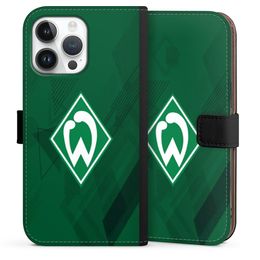 DeinDesign iPhone 14 Pro Max Handy Klapph&uuml;lle Handyh&uuml;lle aus Kunst Leder schwarz Flip Case Sv Werder Bremen Official Licensed Product Coat Of Arms Sideflip mit 