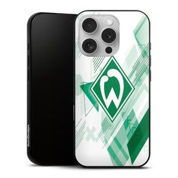 DeinDesign iPhone 16 Pro Handy Slim Case extra d&uuml;nn Silikon Handyh&uuml;lle schwarz H&uuml;lle Official Licensed Product Sv Werder Bremen Muster Silikon Slim Case