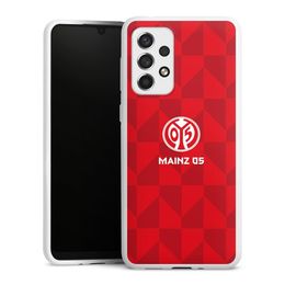 DeinDesign Galaxy A33 5G Handy Silikon H&uuml;lle Case wei&szlig; Handyh&uuml;lle Official Licensed Product Merchandise Mainz 05 Silikon Case