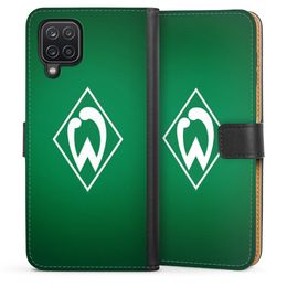 DeinDesign Galaxy A12 Handy Klapph&uuml;lle Handyh&uuml;lle aus Kunst Leder schwarz Flip Case Merchandise Sv Werder Bremen Logo Sideflip mit langer Lasche