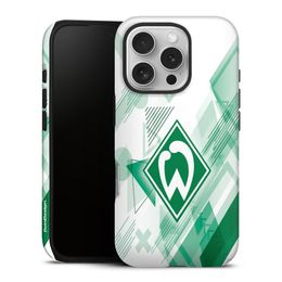 DeinDesign iPhone 16 Pro Handy Panzer Handyh&uuml;lle robuste Outdoor H&uuml;lle Schutzh&uuml;lle gl&auml;nzend Official Licensed Product Sv Werder Bremen Muster Tough Case