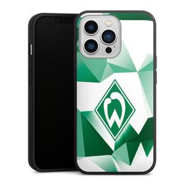 DeinDesign iPhone 13 Pro Handy Premium Silikon H&uuml;lle Handyh&uuml;lle schwarz Case Tarnmuster Sv Werder Bremen Official Licensed Product Silikon Premium Case