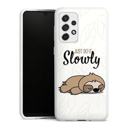 DeinDesign Galaxy A33 5G Handy Silikon H&uuml;lle Case wei&szlig; Handyh&uuml;lle Sloth Animals Lazy Sunday Silikon Case