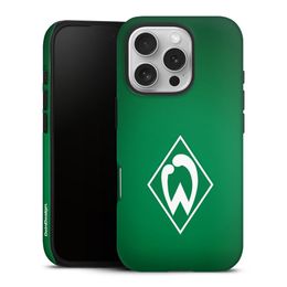 DeinDesign iPhone 16 Pro Handy Panzer Handyh&uuml;lle robuste Outdoor H&uuml;lle Schutzh&uuml;lle matt Merchandise Sv Werder Bremen Logo Tough Case