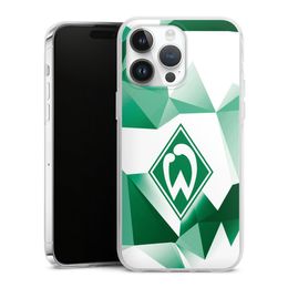 DeinDesign iPhone 14 Pro Max Handy Silikon H&uuml;lle Case transparent Handyh&uuml;lle Tarnmuster Sv Werder Bremen Official Licensed Product Silikon Case