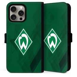 DeinDesign iPhone 16 Pro Handy Klapph&uuml;lle Handyh&uuml;lle aus Kunst Leder schwarz Flip Case Sv Werder Bremen Official Licensed Product Coat Of Arms Sideflip mit 