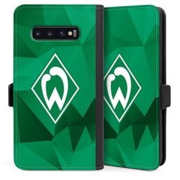 DeinDesign Galaxy S10 Plus Handy Klapph&uuml;lle Handyh&uuml;lle aus Kunst Leder schwarz Flip Case Camouflage Sv Werder Bremen Official Licensed Product Sideflip mit 