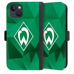 DeinDesign iPhone 13 Handy Klapph&uuml;lle Handyh&uuml;lle aus Kunst Leder schwarz Flip Case Camouflage Sv Werder Bremen Official Licensed Product Sideflip mit Lasche