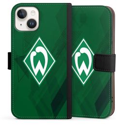 DeinDesign iPhone 14 Handy Klapph&uuml;lle Handyh&uuml;lle aus Kunst Leder schwarz Flip Case Sv Werder Bremen Official Licensed Product Coat Of Arms Sideflip mit Lasche