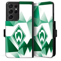 DeinDesign Galaxy S21 Ultra 5G Handy Klapph&uuml;lle Handyh&uuml;lle aus Kunst Leder schwarz Flip Case Tarnmuster Sv Werder Bremen Official Licensed Product Sideflip mit 