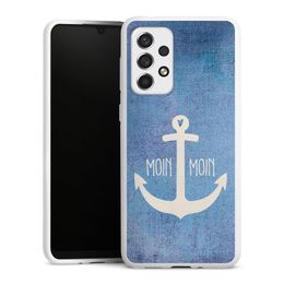 DeinDesign Galaxy A33 5G Handy Silikon H&uuml;lle Case wei&szlig; Handyh&uuml;lle Anchor Maritim Blue Silikon Case