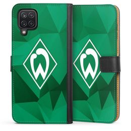 DeinDesign Galaxy A12 Handy Klapph&uuml;lle Handyh&uuml;lle aus Kunst Leder schwarz Flip Case Camouflage Sv Werder Bremen Official Licensed Product Sideflip mit langer 