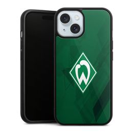 DeinDesign iPhone 15 Handy Gallery Case Handyh&uuml;lle 9H Geh&auml;rtetes Glas R&uuml;ckseite H&uuml;lle Sv Werder Bremen Official Licensed Product Coat Of Arms Gallery Case