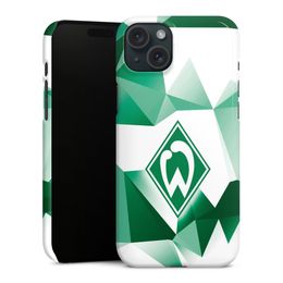 DeinDesign iPhone 15 Plus Handy Premium Case Smartphone Handyh&uuml;lle Schutzh&uuml;lle gl&auml;nzend Tarnmuster Sv Werder Bremen Official Licensed Product Premium Case