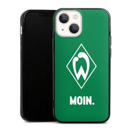 DeinDesign iPhone 13 Mini Handy Slim Case extra d&uuml;nn Silikon Handyh&uuml;lle schwarz H&uuml;lle Moin Official Licensed Product Sv Werder Bremen Silikon Slim Case
