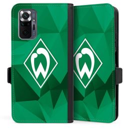 DeinDesign Xiaomi Redmi Note 10 Pro Handy Klapph&uuml;lle Handyh&uuml;lle aus Kunst Leder schwarz Flip Case Official Licensed Product Camouflage Sv Werder Bremen Sideflip 