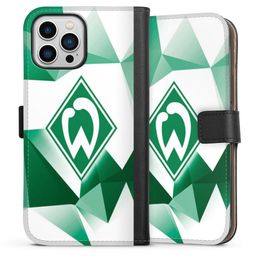 DeinDesign iPhone 13 Pro Max Handy Klapph&uuml;lle Handyh&uuml;lle aus Kunst Leder schwarz Flip Case Tarnmuster Sv Werder Bremen Official Licensed Product Sideflip mit 