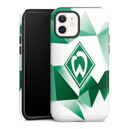 DeinDesign iPhone 12 mini Handy Panzer Handyh&uuml;lle robuste Outdoor H&uuml;lle Schutzh&uuml;lle gl&auml;nzend Tarnmuster Official Licensed Product Sv Werder Bremen Tough Case