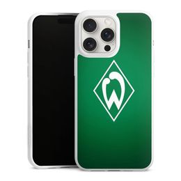 DeinDesign iPhone 15 Pro Max Handy Silikon H&uuml;lle Case wei&szlig; Handyh&uuml;lle Merchandise Sv Werder Bremen Logo Silikon Case