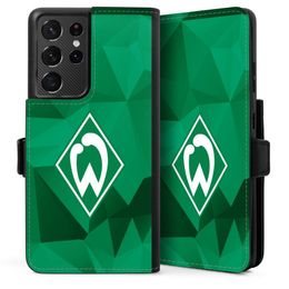 DeinDesign Galaxy S21 Ultra 5G Handy Klapph&uuml;lle Handyh&uuml;lle aus Kunst Leder schwarz Flip Case Camouflage Sv Werder Bremen Official Licensed Product Sideflip mit 