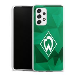 DeinDesign Galaxy A53 5G Handy Silikon H&uuml;lle Case wei&szlig; Handyh&uuml;lle Official Licensed Product Camouflage Sv Werder Bremen Silikon Case