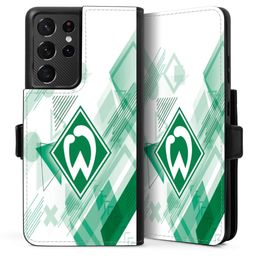 DeinDesign Galaxy S21 Ultra 5G Handy Klapph&uuml;lle Handyh&uuml;lle aus Kunst Leder schwarz Flip Case Official Licensed Product Sv Werder Bremen Muster Sideflip mit 