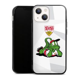 DeinDesign iPhone 13 Mini Handy Slim Case extra d&uuml;nn Silikon Handyh&uuml;lle schwarz H&uuml;lle Vfb Stuttgart Mascot Official Licensed Product Silikon Slim Case