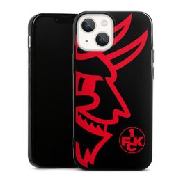 DeinDesign iPhone 13 Mini Handy Slim Case extra d&uuml;nn Silikon Handyh&uuml;lle schwarz H&uuml;lle 1. Fc Kaiserslautern Logo Official Licensed Product Silikon Slim Case