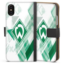 DeinDesign iPhone X Handy Klapph&uuml;lle Handyh&uuml;lle aus Kunst Leder schwarz Flip Case Official Licensed Product Sv Werder Bremen Muster Sideflip mit langer Lasche