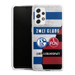 DeinDesign Galaxy A33 5G Handy Silikon H&uuml;lle Case wei&szlig; Handyh&uuml;lle Fc Schalke 04 Friendship 1. Fc N&uuml;rnberg Silikon Case