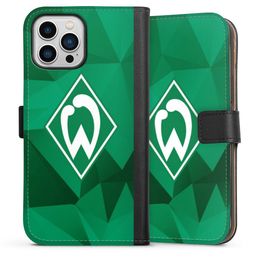 DeinDesign iPhone 13 Pro Max Handy Klapph&uuml;lle Handyh&uuml;lle aus Kunst Leder schwarz Flip Case Camouflage Sv Werder Bremen Official Licensed Product Sideflip mit 