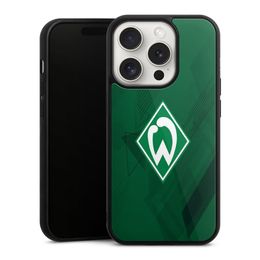 DeinDesign iPhone 15 Pro Handy Gallery Case Handyh&uuml;lle 9H Geh&auml;rtetes Glas R&uuml;ckseite H&uuml;lle Sv Werder Bremen Official Licensed Product Coat Of Arms Gallery Case