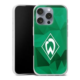 DeinDesign iPhone 16 Pro Handy Silikon H&uuml;lle Case wei&szlig; Handyh&uuml;lle Camouflage Sv Werder Bremen Official Licensed Product Silikon Case