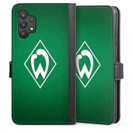 DeinDesign Galaxy A32 4G Handy Klapph&uuml;lle Handyh&uuml;lle aus Kunst Leder schwarz Flip Case Merchandise Sv Werder Bremen Logo Sideflip mit Lasche