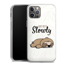 DeinDesign iPhone 12 Pro Max Handy Silikon H&uuml;lle Case transparent Handyh&uuml;lle Animals Sloth Lazy Sunday Silikon Case