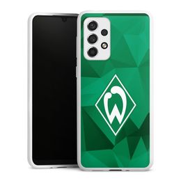 DeinDesign Galaxy A33 5G Handy Silikon H&uuml;lle Case wei&szlig; Handyh&uuml;lle Official Licensed Product Camouflage Sv Werder Bremen Silikon Case