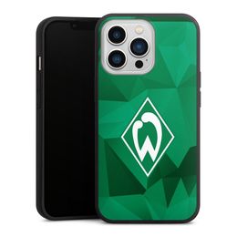 DeinDesign iPhone 13 Pro Handy Premium Silikon H&uuml;lle Handyh&uuml;lle schwarz Case Camouflage Sv Werder Bremen Official Licensed Product Silikon Premium Case