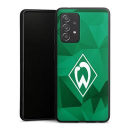 DeinDesign Galaxy A52s 5G Handy Premium Silikon H&uuml;lle Handyh&uuml;lle schwarz Case Official Licensed Product Camouflage Sv Werder Bremen Silikon Premium Case