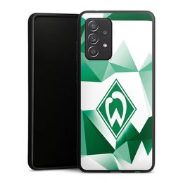 DeinDesign Galaxy A52s 5G Handy Premium Silikon H&uuml;lle Handyh&uuml;lle schwarz Case Tarnmuster Official Licensed Product Sv Werder Bremen Silikon Premium Case