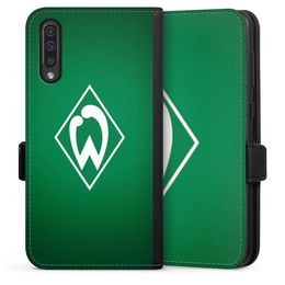 DeinDesign Galaxy A50 Handy Klapph&uuml;lle Handyh&uuml;lle aus Kunst Leder schwarz Flip Case Merchandise Sv Werder Bremen Logo Sideflip mit Lasche