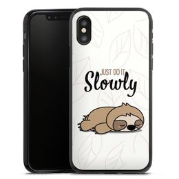 DeinDesign iPhone X Handy Silikon H&uuml;lle Case schwarz Handyh&uuml;lle Animals Sloth Lazy Sunday
