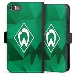 DeinDesign iPhone SE (2020) Handy Klapph&uuml;lle Handyh&uuml;lle aus Kunst Leder schwarz Flip Case Official Licensed Product Camouflage Sv Werder Bremen Sideflip mit 
