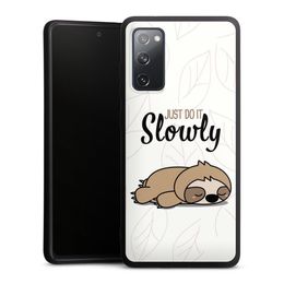 DeinDesign Galaxy S20 FE 5G Handy Premium Silikon H&uuml;lle Handyh&uuml;lle schwarz Case Sloth Animals Lazy Sunday Silikon Premium Case