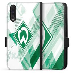 DeinDesign Galaxy A50 Handy Klapph&uuml;lle Handyh&uuml;lle aus Kunst Leder schwarz Flip Case Official Licensed Product Sv Werder Bremen Muster Sideflip mit Lasche