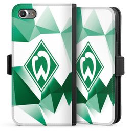 DeinDesign iPhone SE (2020) Handy Klapph&uuml;lle Handyh&uuml;lle aus Kunst Leder schwarz Flip Case Tarnmuster Official Licensed Product Sv Werder Bremen Sideflip mit 