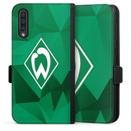 DeinDesign Galaxy A50 Handy Klapph&uuml;lle Handyh&uuml;lle aus Kunst Leder schwarz Flip Case Camouflage Sv Werder Bremen Official Licensed Product Sideflip mit Lasche