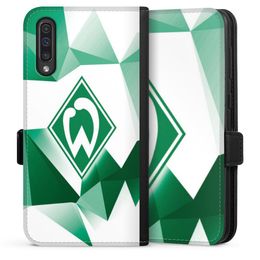 DeinDesign Galaxy A50 Handy Klapph&uuml;lle Handyh&uuml;lle aus Kunst Leder schwarz Flip Case Tarnmuster Sv Werder Bremen Official Licensed Product Sideflip mit Lasche