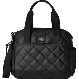 Wickeltasche Calvin Klein Jeans "CK BABY DIAPER BAG" Gr. B/H/T: 33cm x 30cm x 14cm, schwarz (ck schwarz), Damen, Polyester, Taschen, in Steppoptik mit Markenlogo