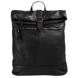 Tagesrucksack FORTY Gr. B/H/T: 30cm x 30cm x 4cm, schwarz, Rindsleder, Leder, Rucksäcke, echt Leder, Made in Italy